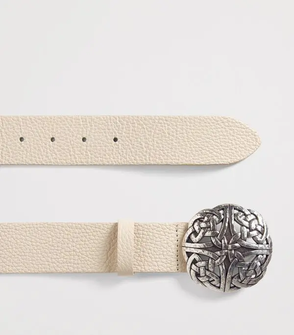 Eleventy Woven Buckle Leather Belt