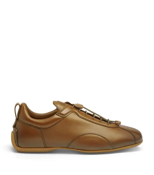 Dunhill Patina Calfskin Davies Sneakers - Beige