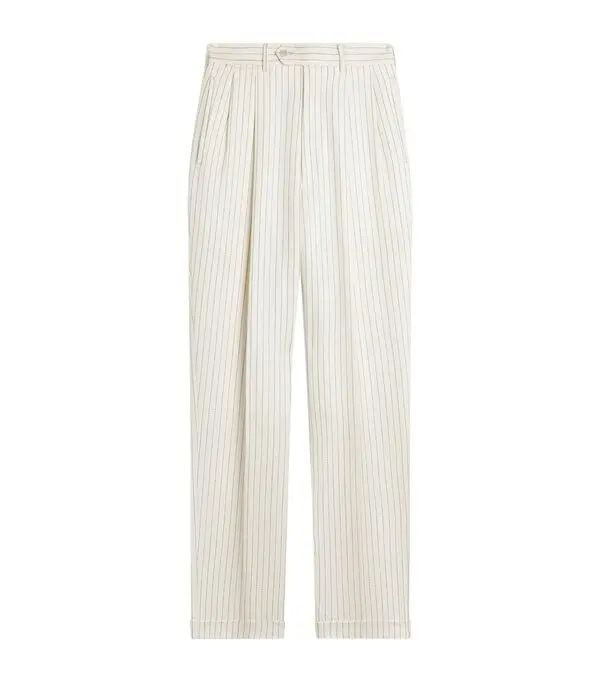 Dunhill Pinstripe Wool, Silk, And Linen Straight-leg Trousers