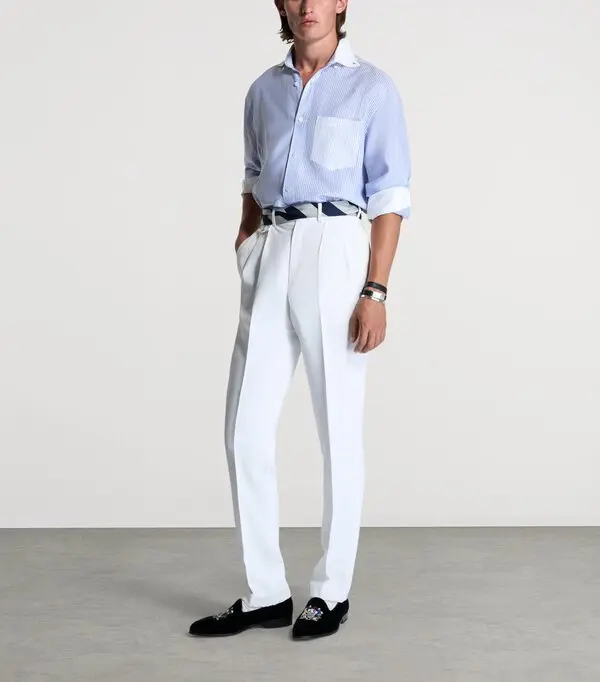 Dunhill Linen Double-pleated Formal Trousers