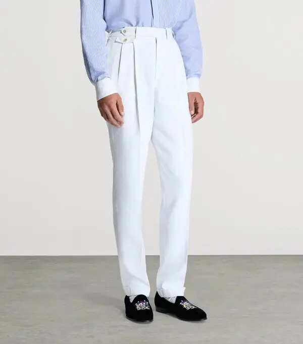 Dunhill Linen Double-pleated Formal Trousers