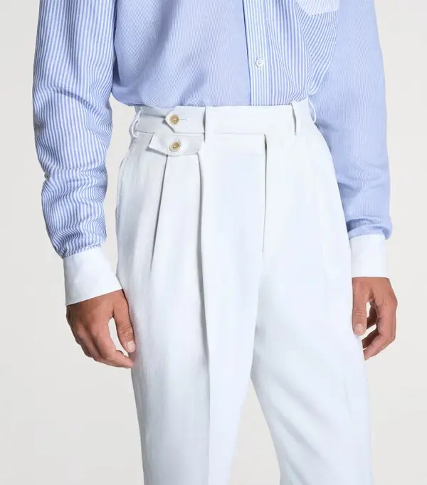 Dunhill Linen Double-pleated Formal Trousers