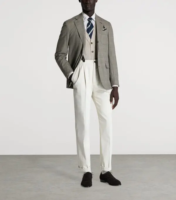 Dunhill Wool-cashmere Check Cavendish Blazer - Beige