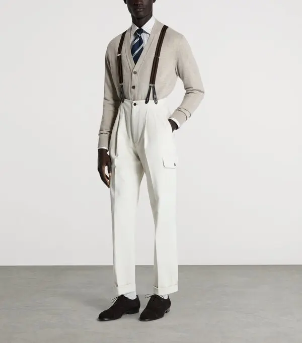 Dunhill Cotton Double-pleat Chinos - Grey