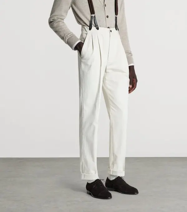 Dunhill Cotton Double-pleat Chinos - Grey
