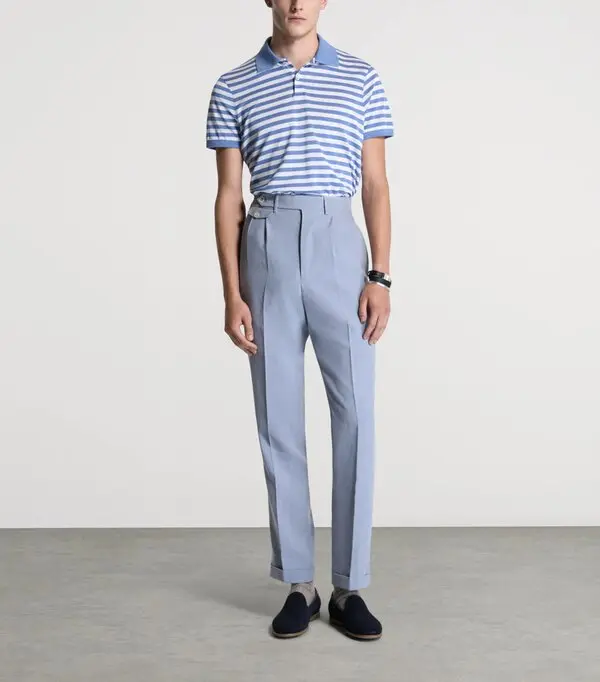 Dunhill Mulberry Silk-cotton Polo Shirt - Blue