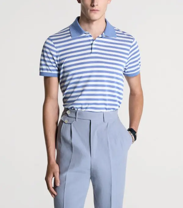 Dunhill Mulberry Silk-cotton Polo Shirt - Blue