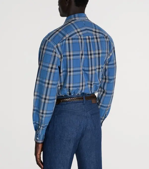 Dunhill Cotton Check Print Shirt - Blue
