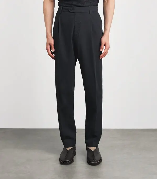 Eleventy Stretch Cotton Relaxed Fit Trousers - Black