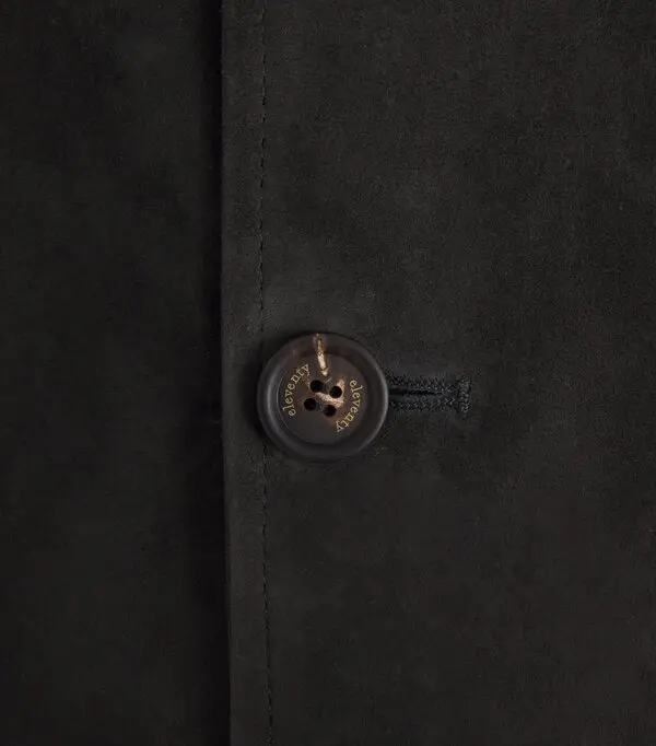 Eleventy Suede Mandarin Collar Jacket - Black