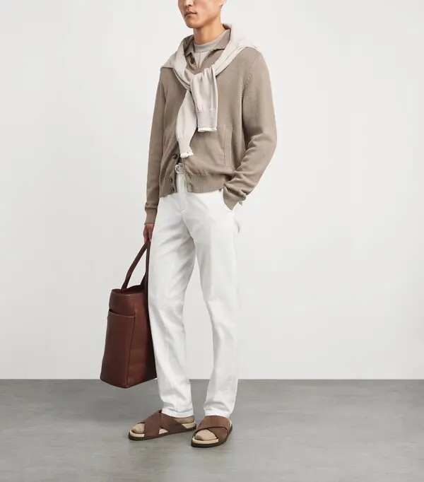 Eleventy Cotton-silk Cardigan With Collared Neckline