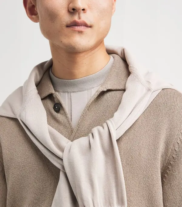 Eleventy Cotton-silk Cardigan With Collared Neckline