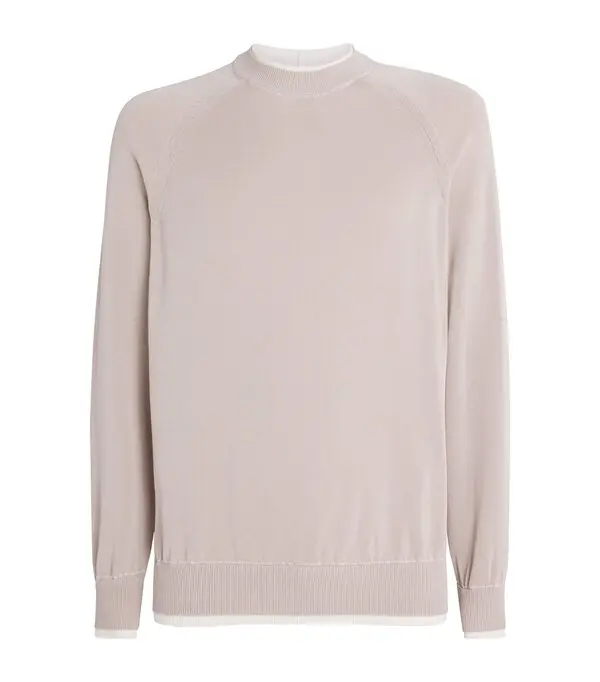 Eleventy Cotton Sweater With Contrasting Trim - Beige