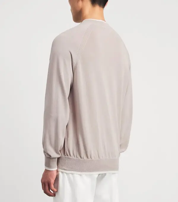 Eleventy Cotton Sweater With Contrasting Trim - Beige