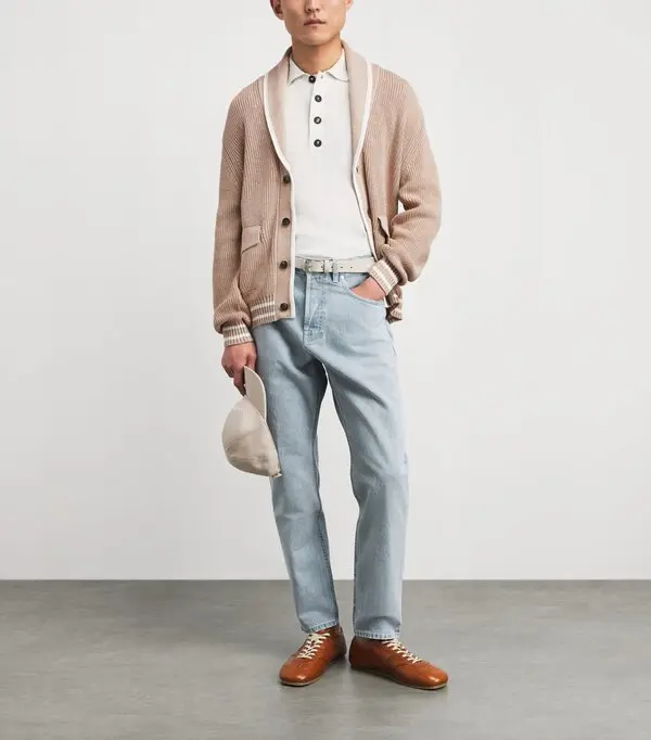 Eleventy Cotton Shawl Collar Cardigan - Beige