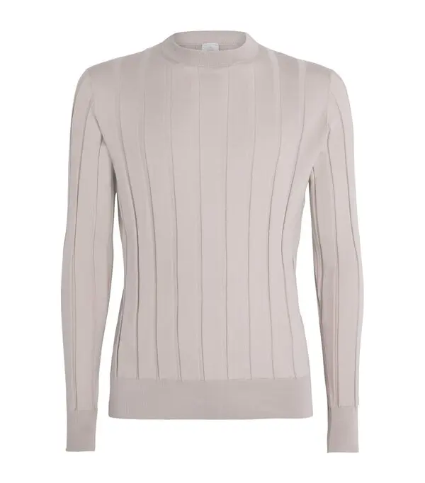 Eleventy Platinum Collection Cotton-silk-cashmere Sweater With Vertical Stitching