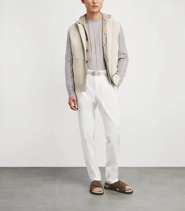 Eleventy Platinum Collection Cotton-silk-cashmere Sweater With Vertical Stitching
