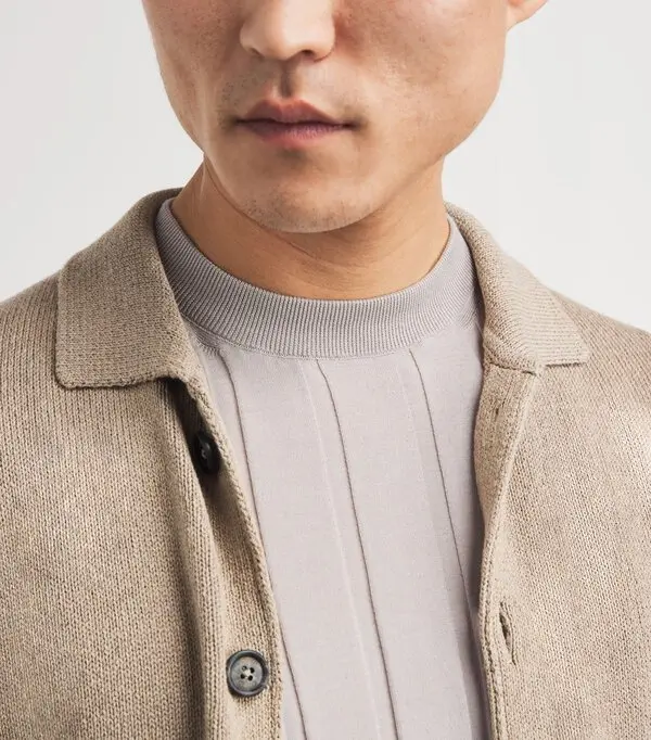 Eleventy Platinum Collection Cotton-silk-cashmere Sweater With Vertical Stitching