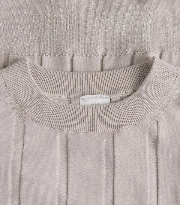Eleventy Platinum Collection Cotton-silk-cashmere Sweater With Vertical Stitching