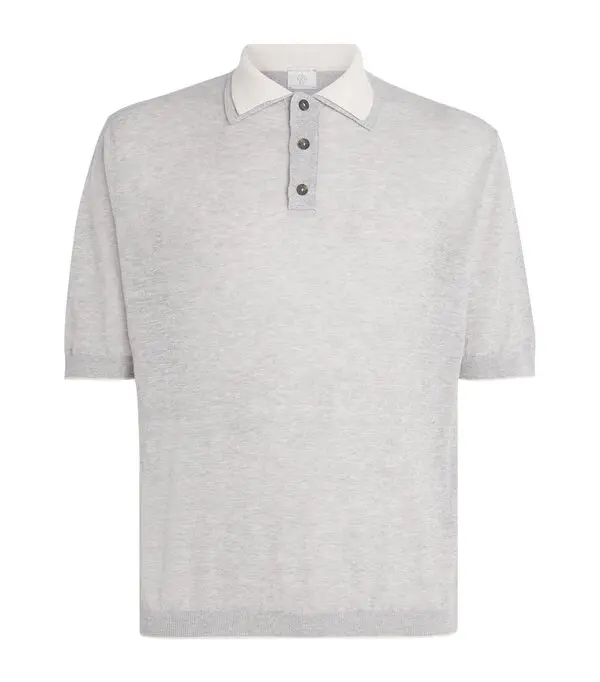 Eleventy Linen-cotton-cashmere-silk Polo Shirt