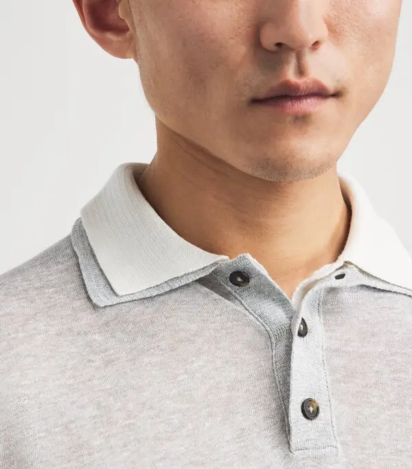 Eleventy Linen-cotton-cashmere-silk Polo Shirt