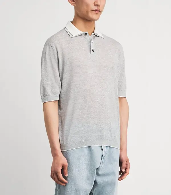 Eleventy Linen-cotton-cashmere-silk Polo Shirt