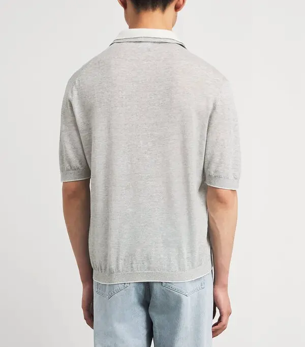 Eleventy Linen-cotton-cashmere-silk Polo Shirt