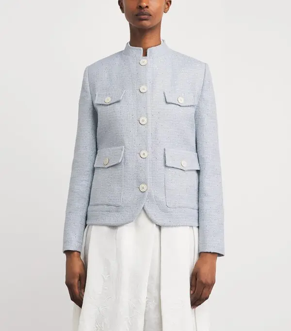Eleventy Bouclé Tweed Jacket With Sequins
