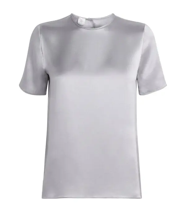 Eleventy Silk Satin Crew Neck T-shirt