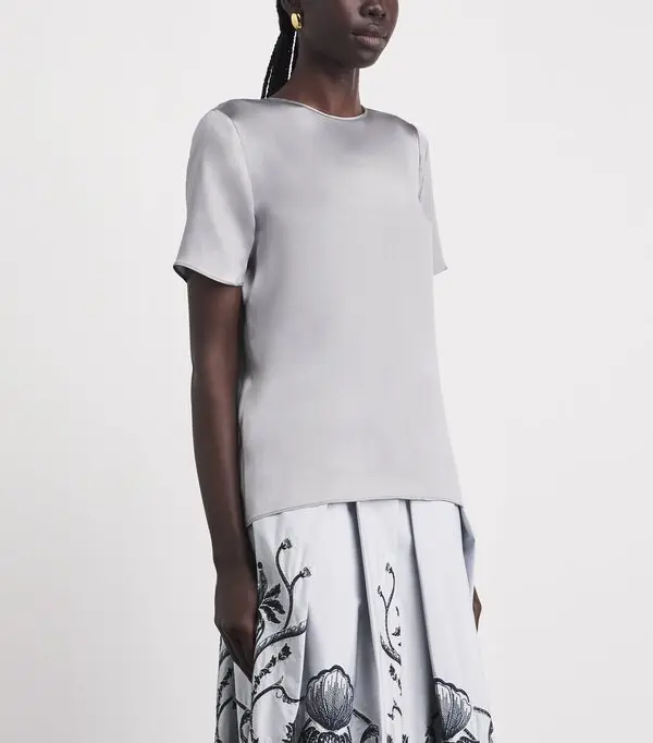 Eleventy Silk Satin Crew Neck T-shirt