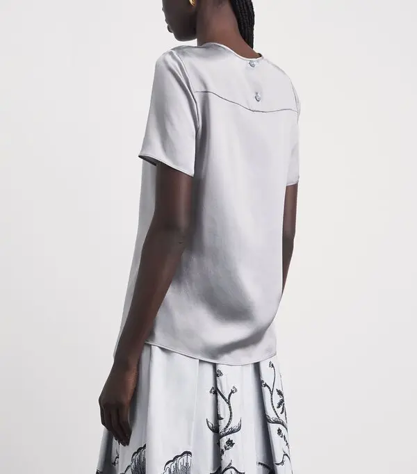 Eleventy Silk Satin Crew Neck T-shirt