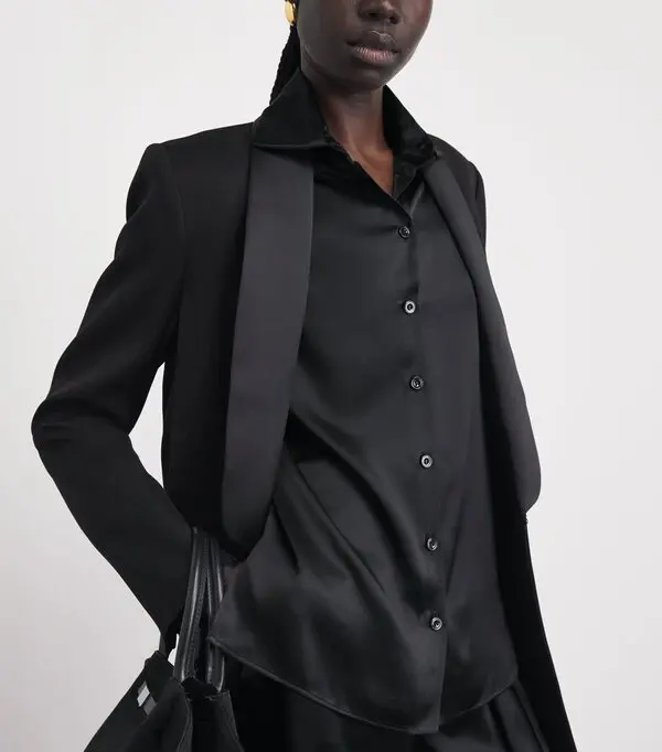 Eleventy Silk Satin Long Sleeve Shirt