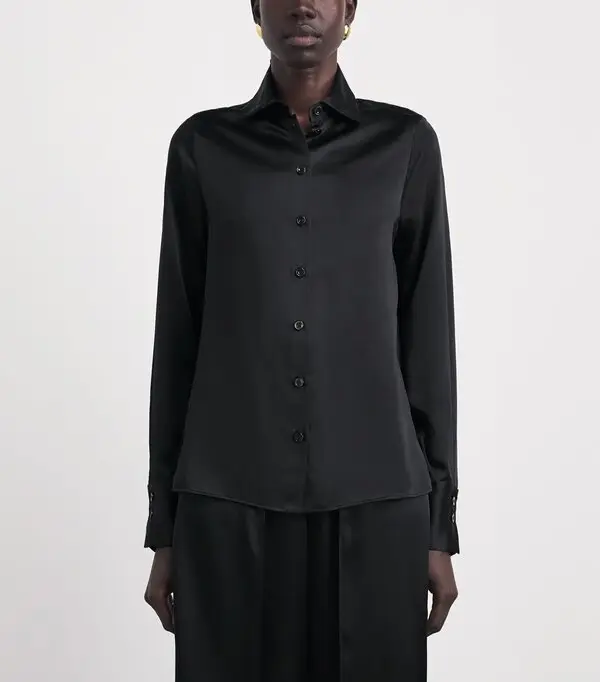 Eleventy Silk Satin Long Sleeve Shirt