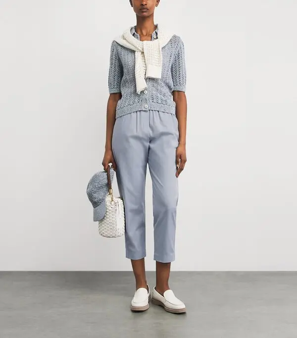 Eleventy Cropped Elasticated Waist Trousers - Blue