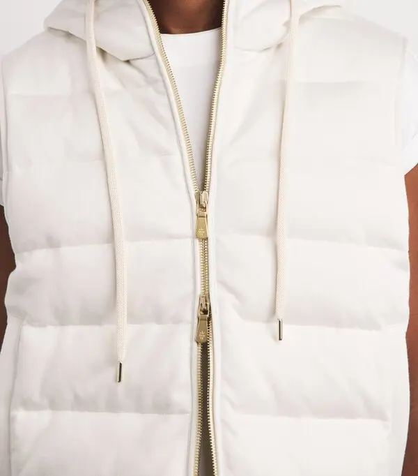 Eleventy Cotton-blend Hooded Padded Gilet - Ivory