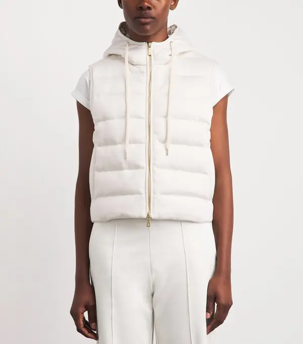 Eleventy Cotton-blend Hooded Padded Gilet - Ivory