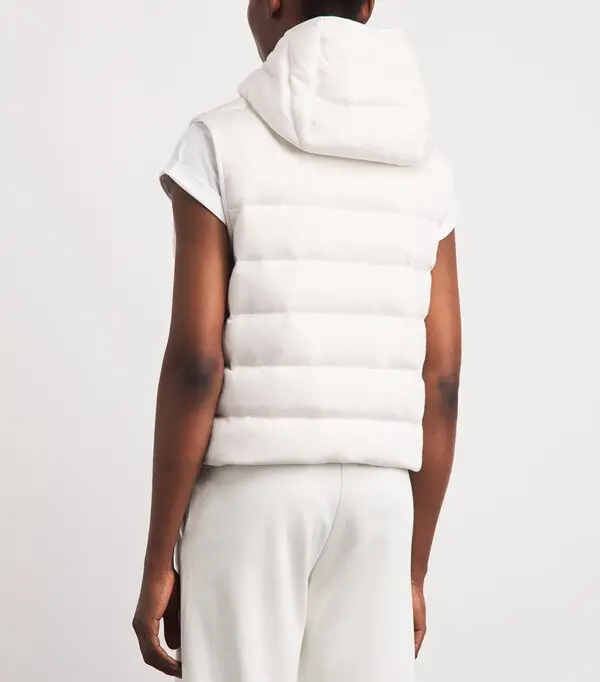 Eleventy Cotton-blend Hooded Padded Gilet - Ivory