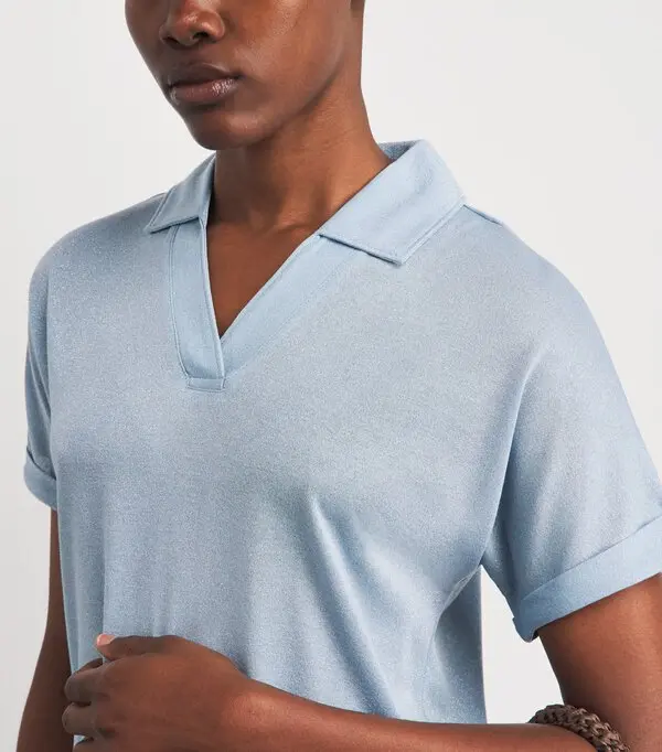 Eleventy Metallic Collared Blouse - Blue