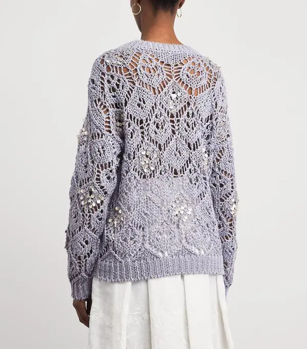 Eleventy Linen Sequin-embellished Sweater - Blue