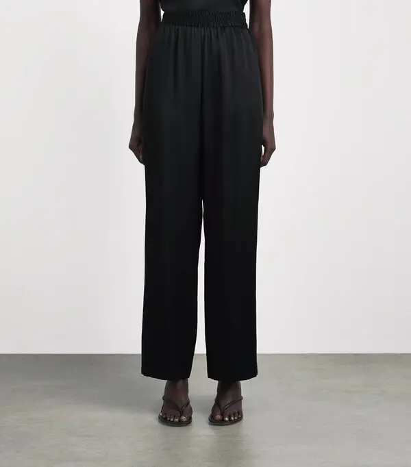 Eleventy Silk Wide-leg Palazzo Trousers - Black