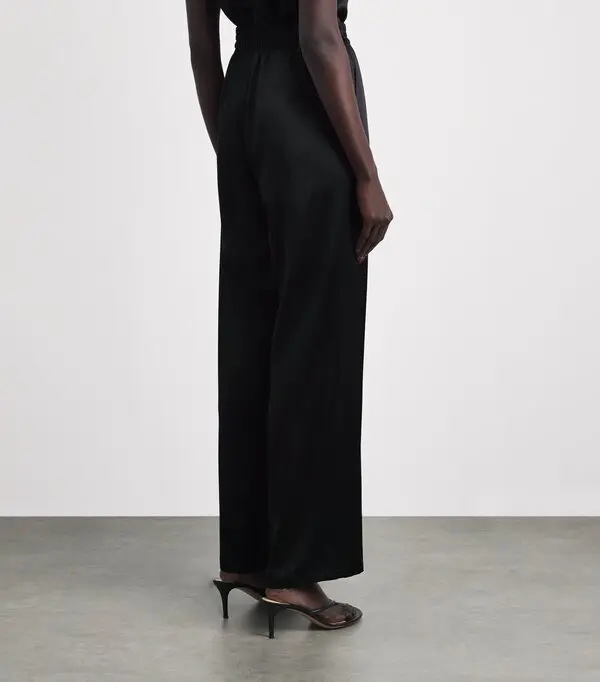 Eleventy Silk Wide-leg Palazzo Trousers - Black