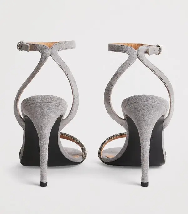 Eleventy Suede Crystal-embellished Stiletto Sandals