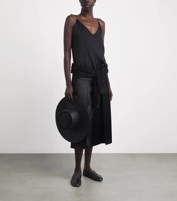 Eleventy Silk V-neck Cami Top - Black