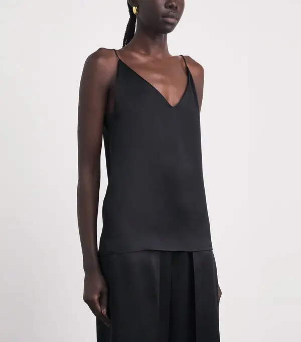 Eleventy Silk V-neck Cami Top - Black