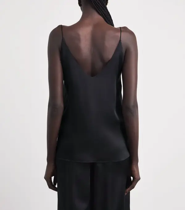 Eleventy Silk V-neck Cami Top - Black