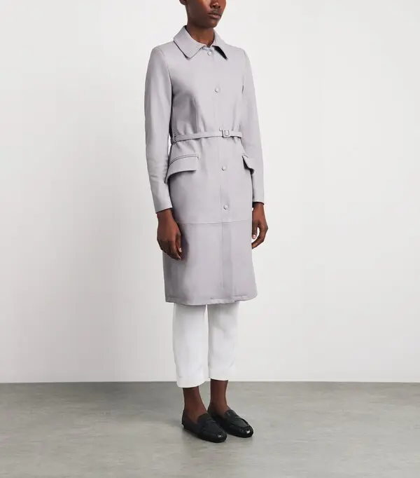 Eleventy Nappa Leather Trench Coat