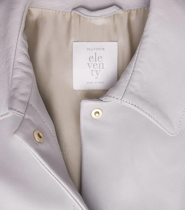 Eleventy Nappa Leather Trench Coat