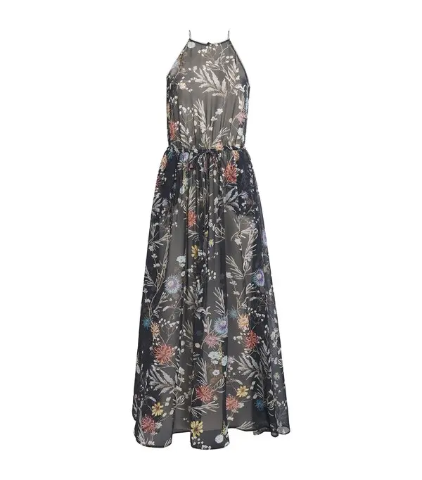 Eleventy Silk Floral Print Maxi Dress