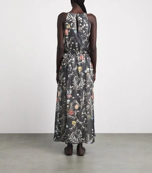 Eleventy Silk Floral Print Maxi Dress