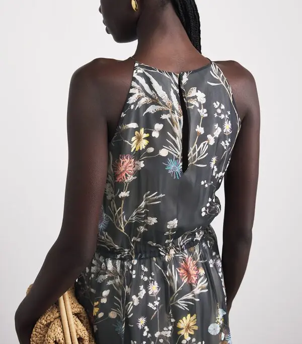 Eleventy Silk Floral Print Maxi Dress